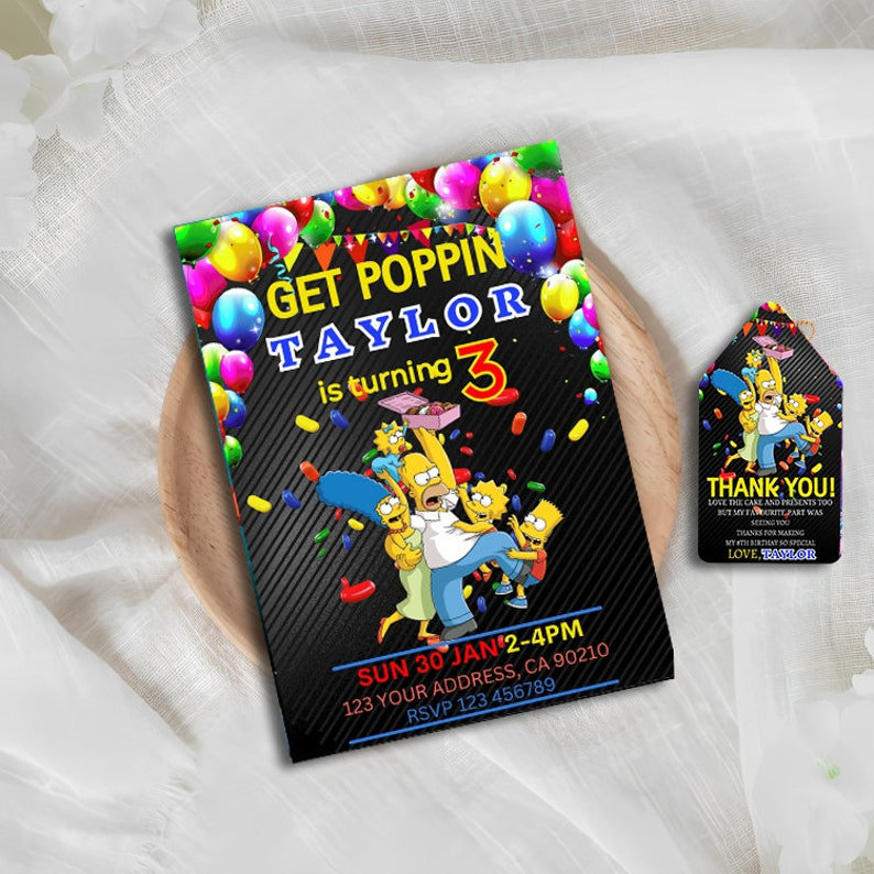 The Simpsons Birthday Invitation Canva Template Printable - Etsy UK