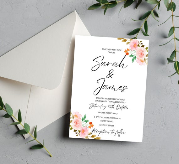 Wedding Invitation Canva Template - Etsy