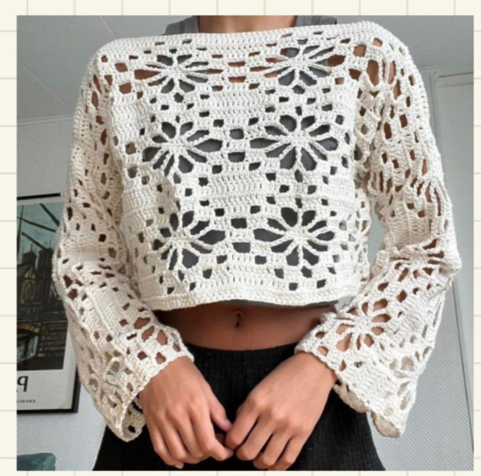 Crochet Flower Sweater Pattern - Etsy