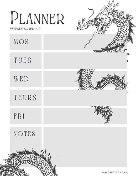 Dragon Design Aesthetic Digital Planner Goodnotes Planner - Etsy