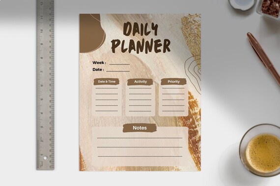 Daily Planner Printable Planner Digital Planner One Page - Etsy