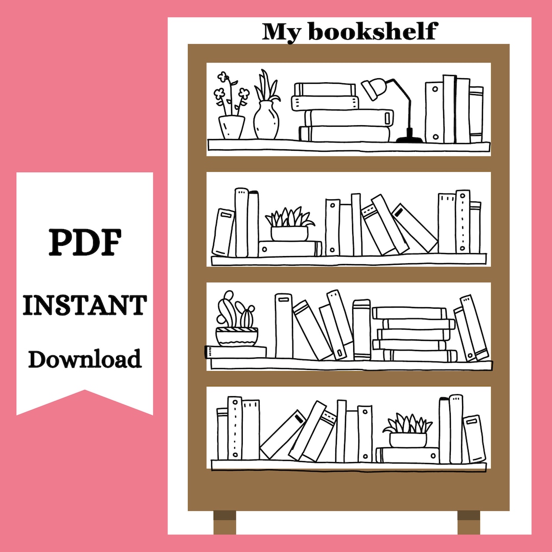 Book Tracker Coloring Page Printable – Bookshelf Reading Log, Reading ...