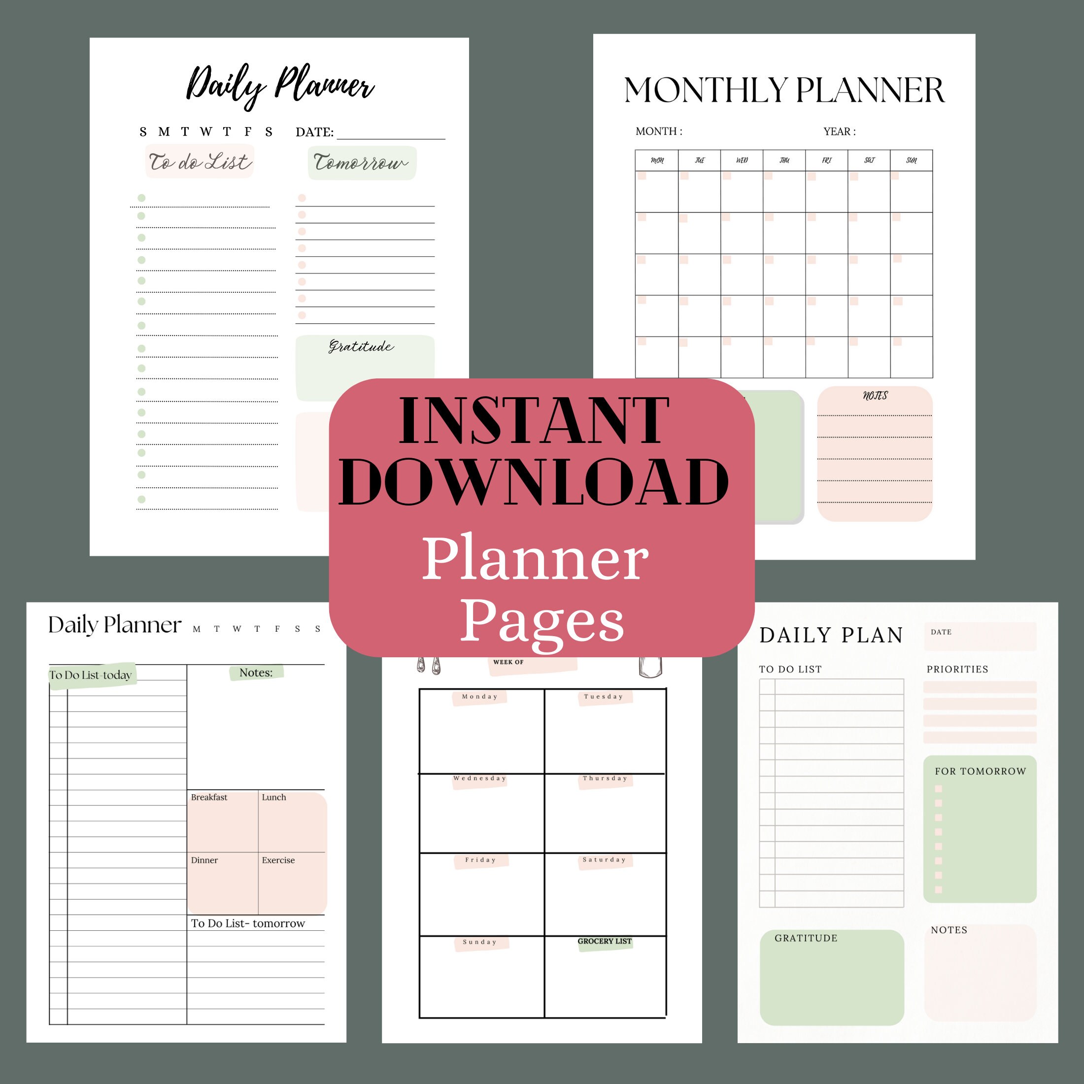 Printable Daily, Weekly, Monthly Planner | US Letter (digital Download ...