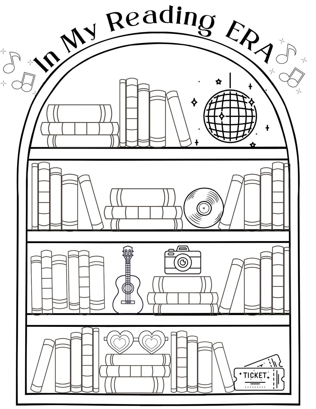 Swiftie Reading Tracker Printable: Bookshelf Reading Log (8.5x11 Letter ...