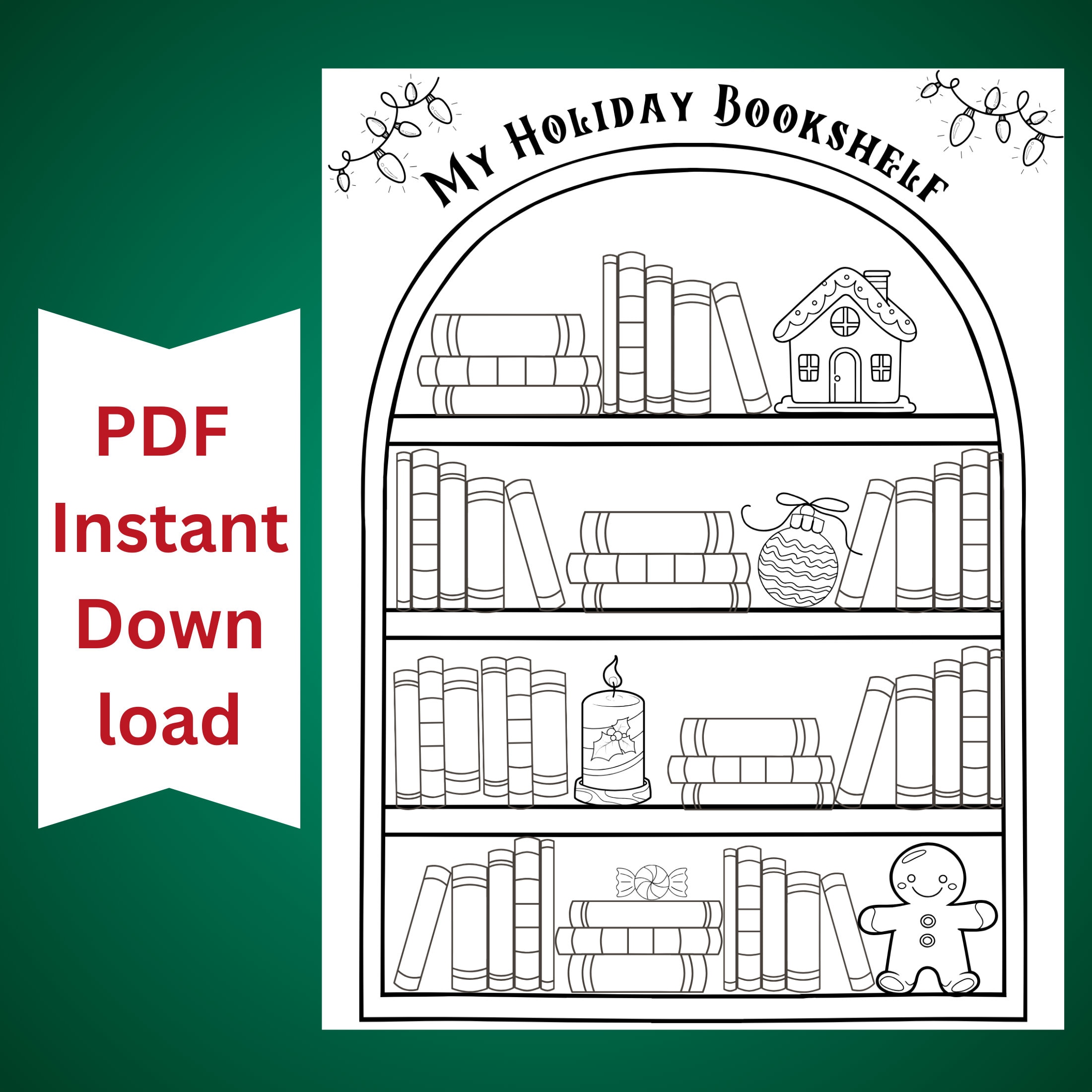 Book Tracker Printable for the Holidays, Bookshelf Reading Log, Books I ...