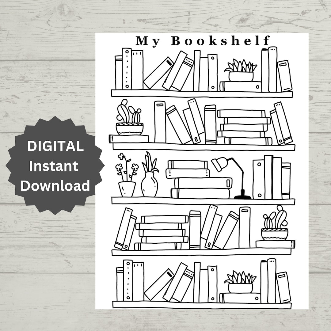 Bookshelf Reading Tracker Printable: 50+ Books Challenge (PDF Download ...