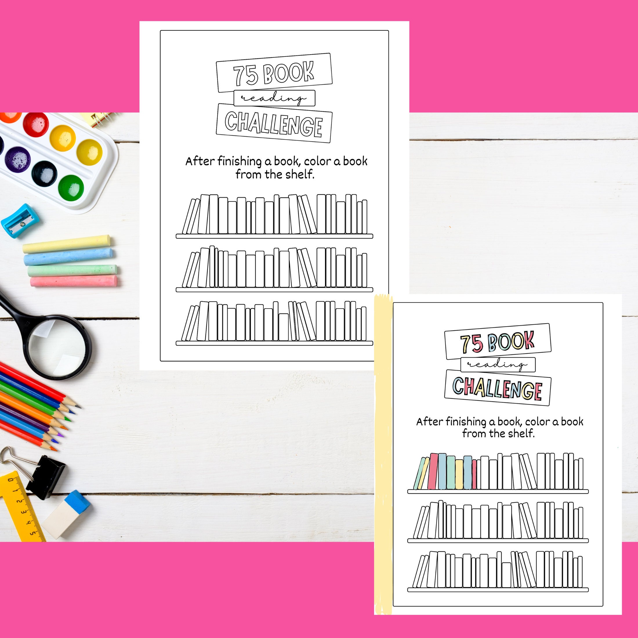 2024 Reading Tracker Printable, Bookshelf Reading Log 8X11 Letter Size ...