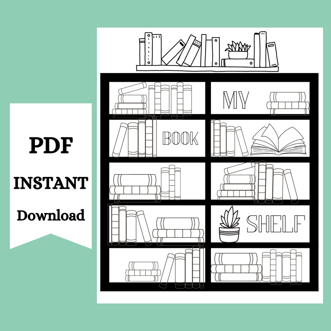 Book Tracker Coloring Page, Book Tracker Printable, Bookshelf Reading ...