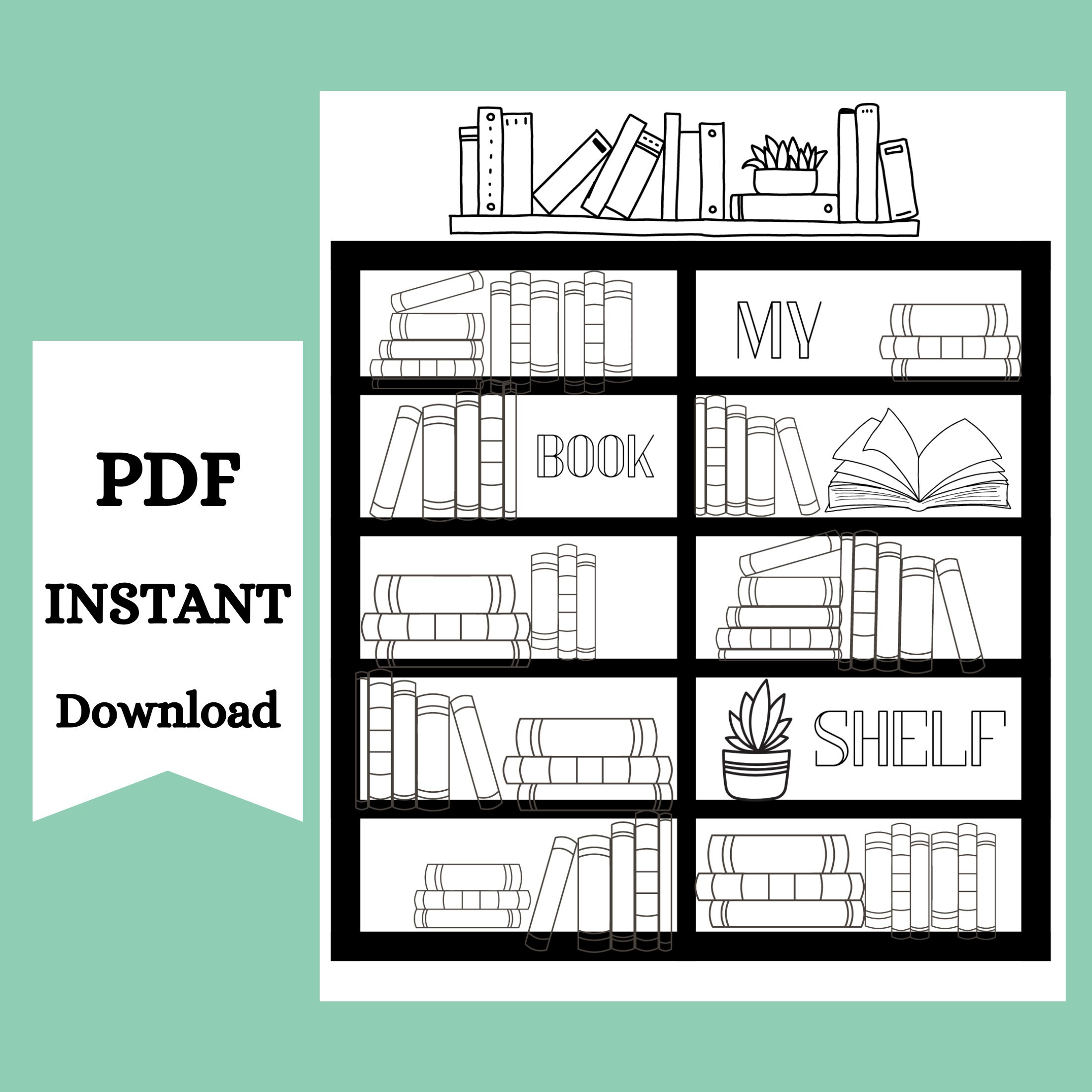 Book Tracker Coloring Page, Book Tracker Printable, Bookshelf Reading ...