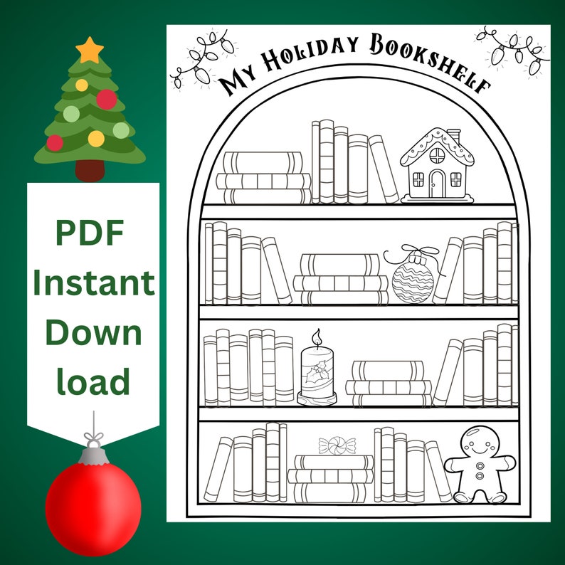 Book Tracker Printable for the Holidays, Bookshelf Reading Log, Books I ...