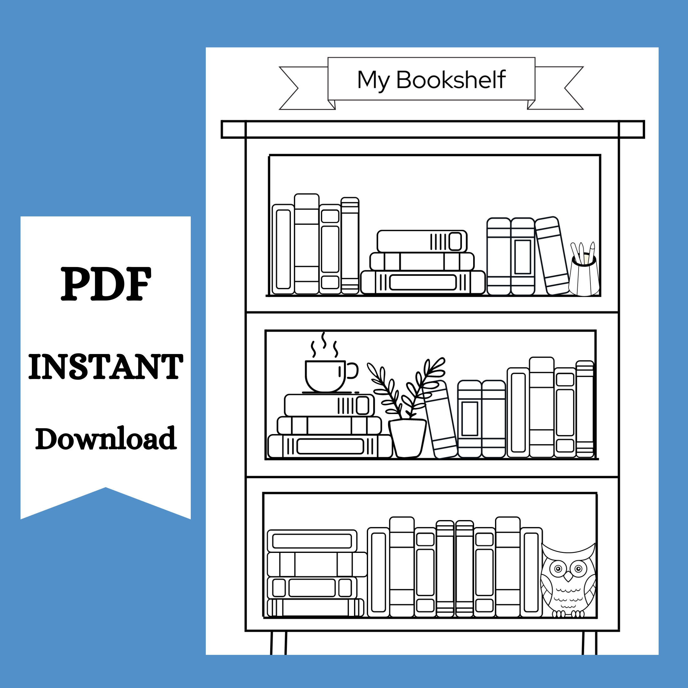Book Tracker Coloring Page, Book Tracker Printable, Bookshelf Reading ...