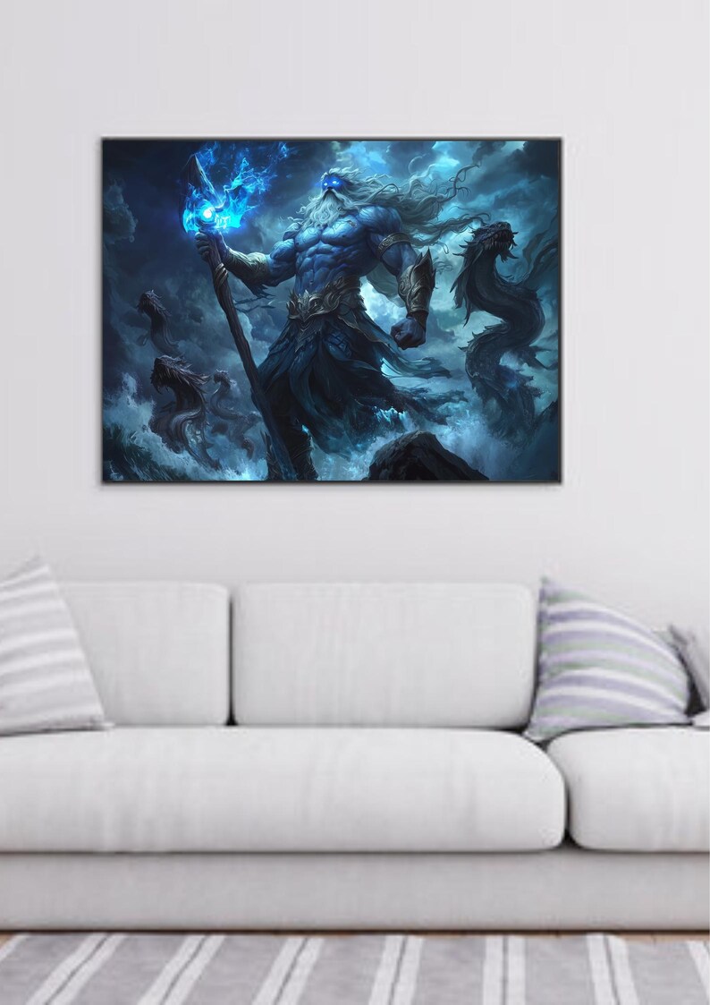 Poseidon Wall Art Print | Greek God of the Sea Poster | Ocean Fantasy ...