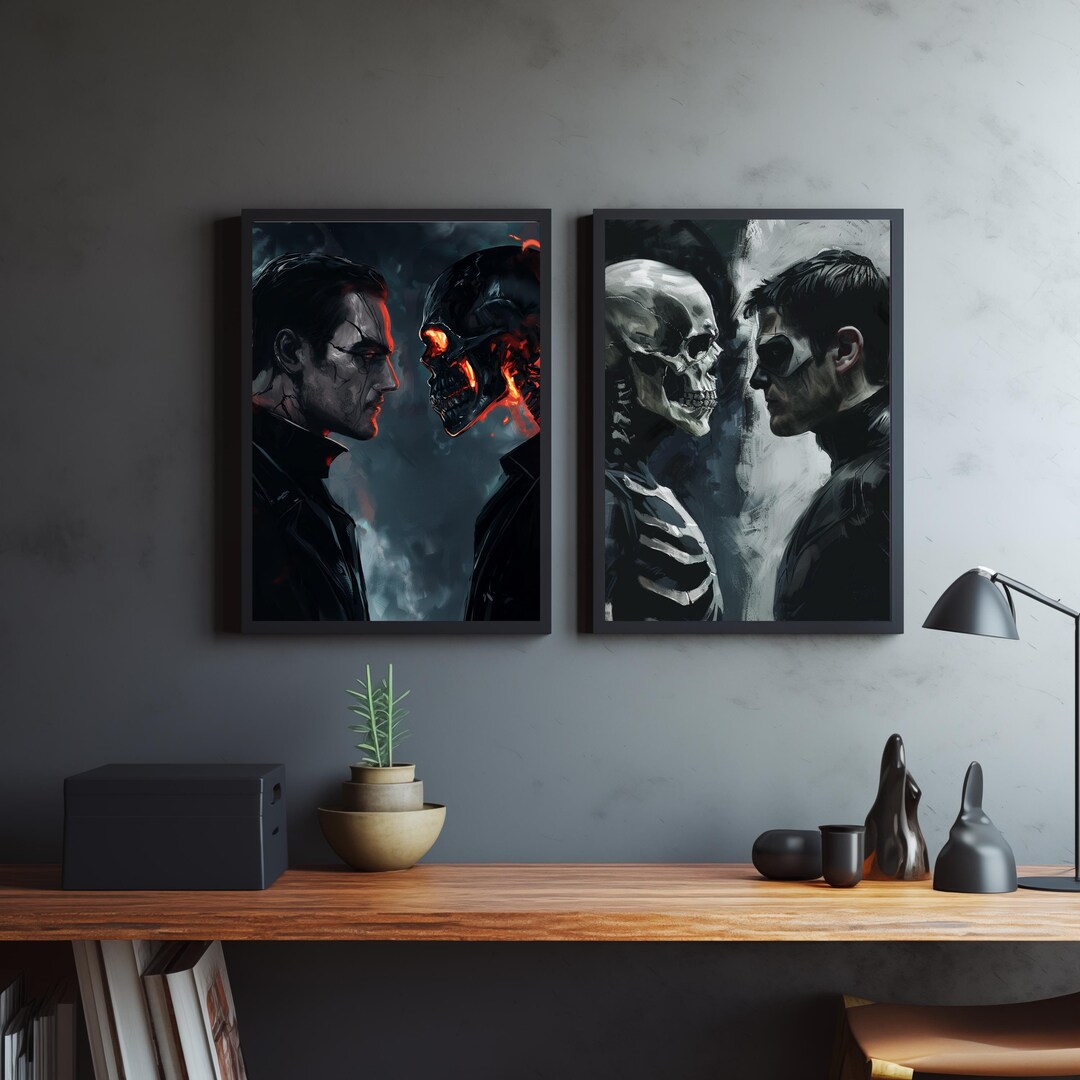 Set of 2 Hero VS Villain Face to Face Digital Prints,instant Download ...