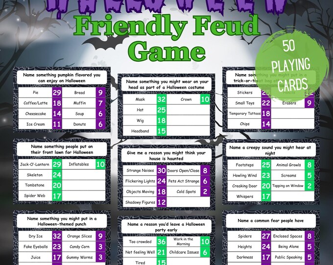 Halloween Friendly Feud | Printable Halloween Game | Halloween Activity ...