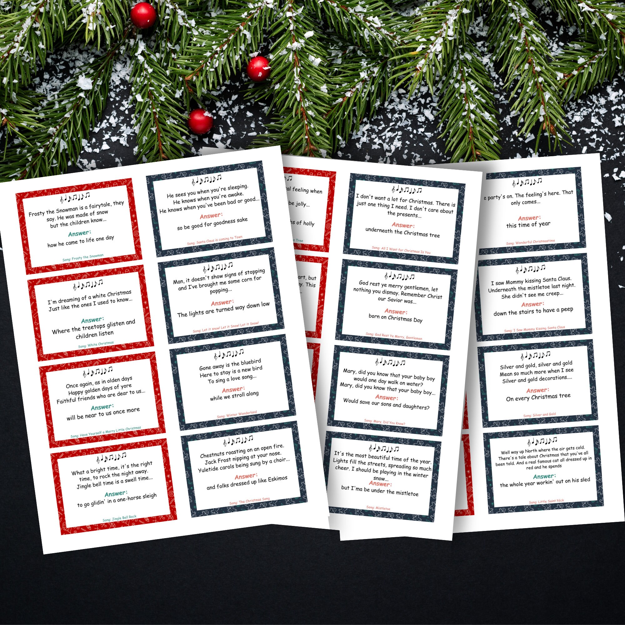 Christmas Carol Finish the Lyric Game, Finish the Phrase Christmas ...