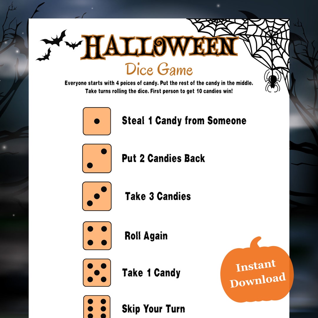 Halloween Candy Dice Game, Candy Dice Game, Halloween Games for Kids ...