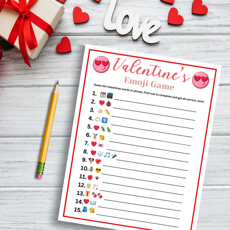 Valentines Day Emoji Game, Valentines Day Game, Valentines Day Party ...