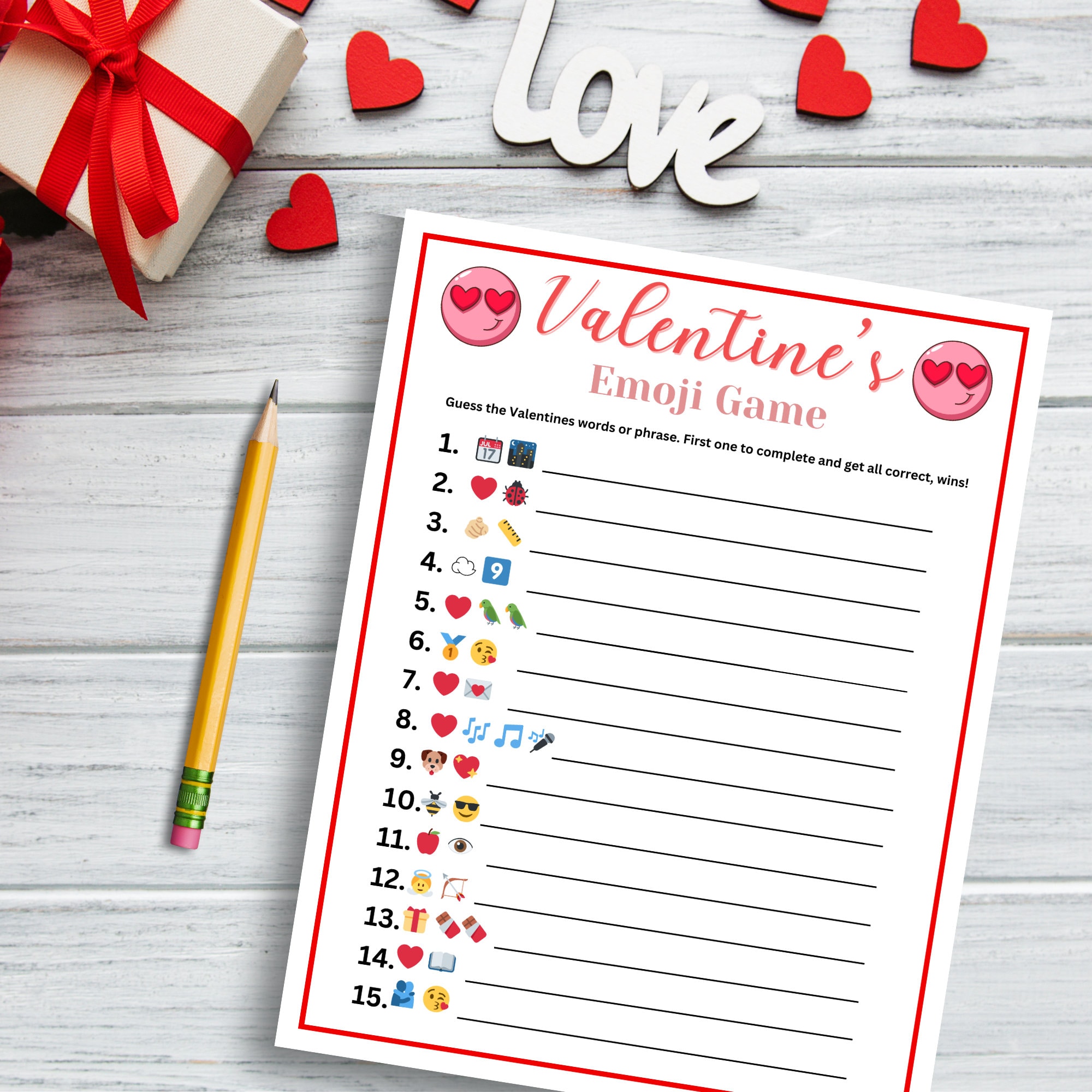 Valentines Day Emoji Game, Valentines Day Game, Valentines Day Party ...