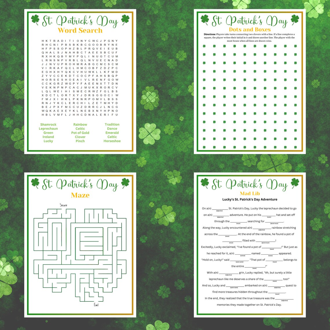 St Patrick's Day Game Bundle, St Patrick's Party Games and Activities ...