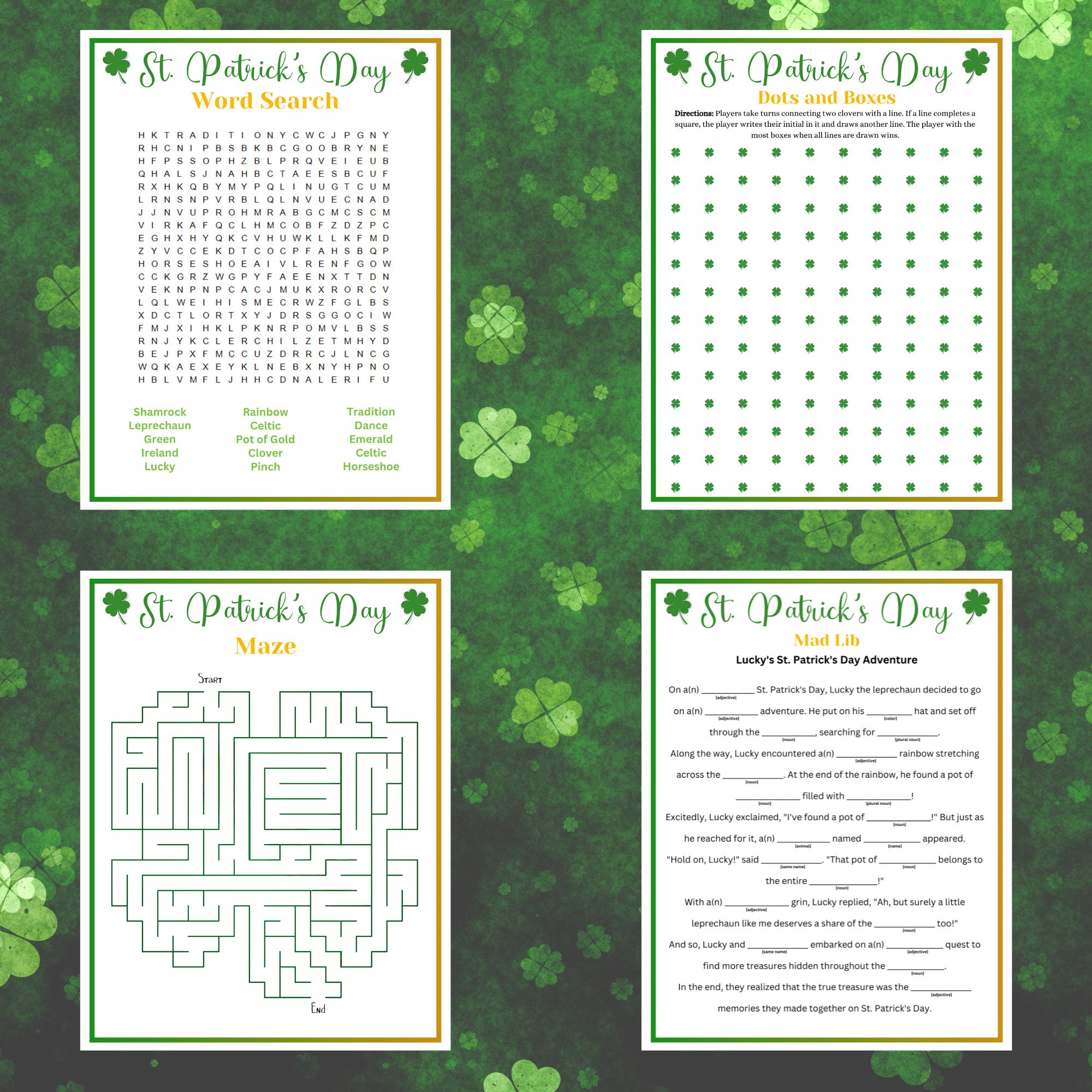 St Patrick's Day Game Bundle, St Patrick's Party Games and Activities ...