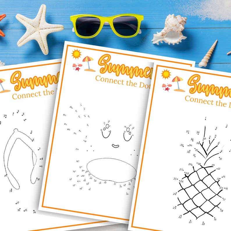Summer Connect the Dots Game, Kids Summer Activity, Fun Summer Activity ...