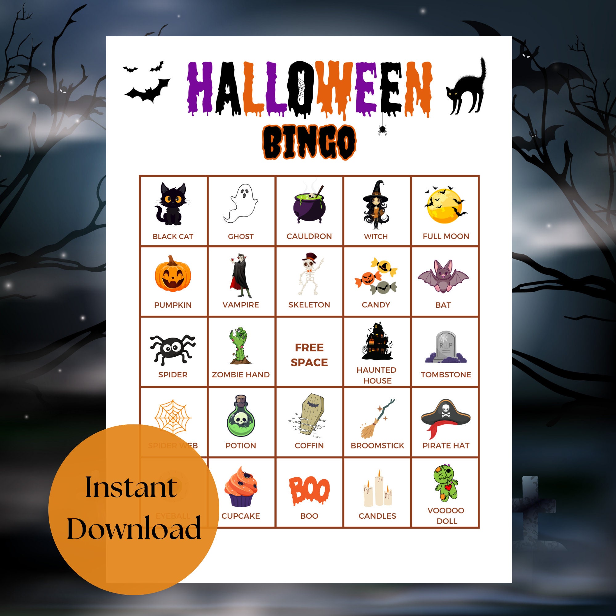 Halloween Bingo, 30 Halloween Bingo Cards, Halloween Party Game ...