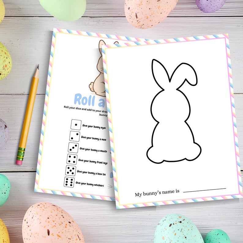 Roll a Bunny Game, Printable Easter Game, Easter Dice Game, Spring ...