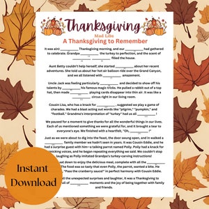 Thanksgiving Mad Lib, Thanksgiving Games, Office Party Game, Mad Libs ...