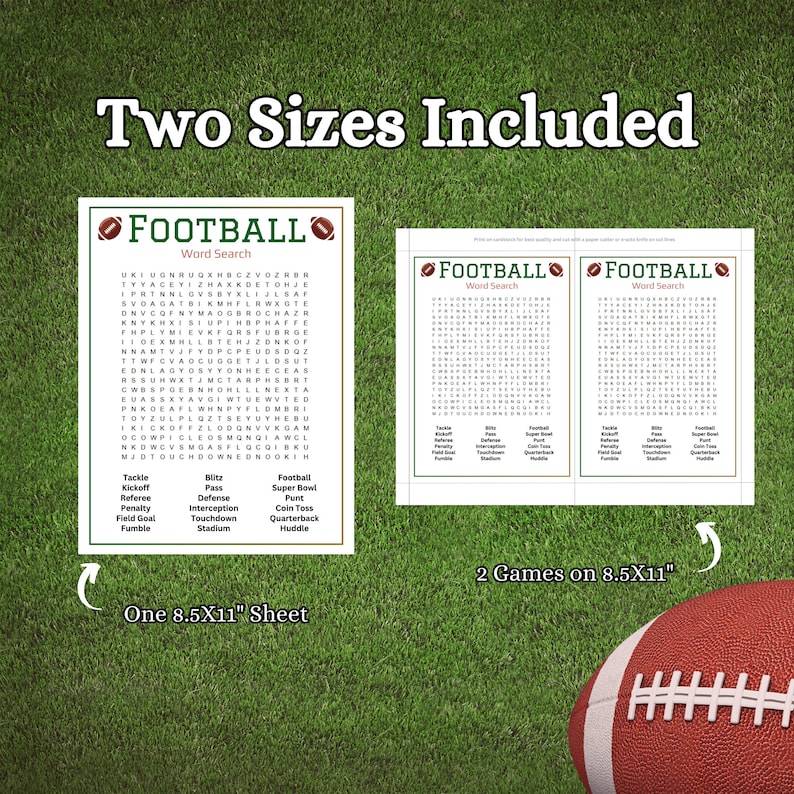 Football Word Search Game, Football Party Game, Super Bowl Party Game ...