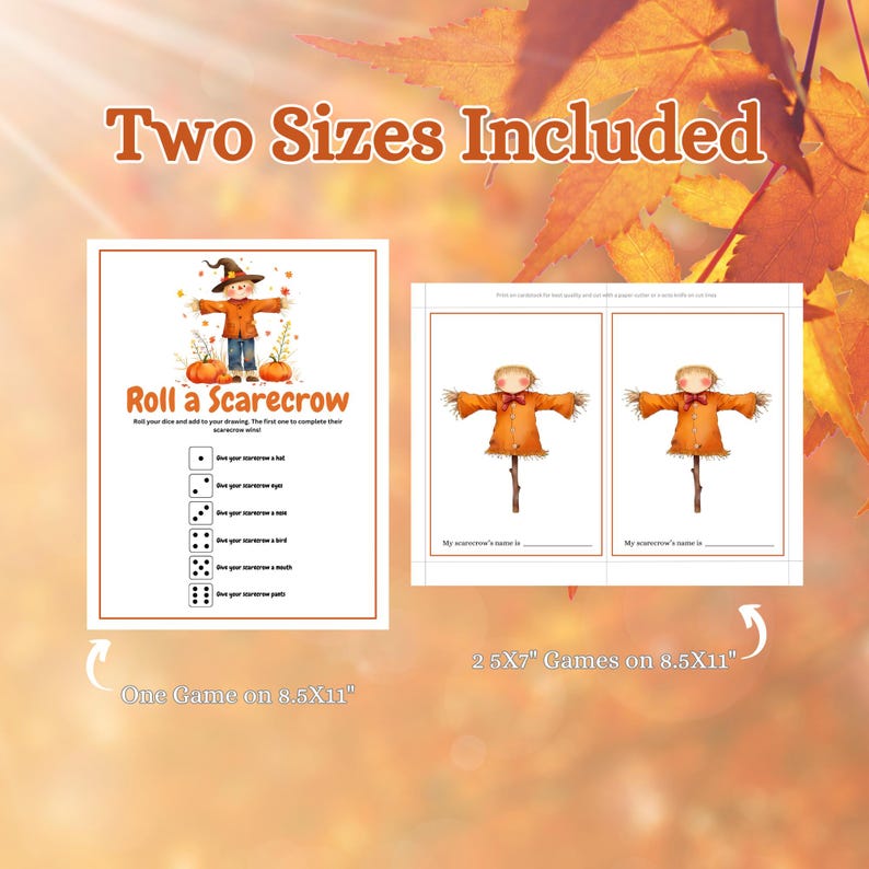 Fall Dice Game, Roll a Scarecrow Game, Fall Activity for Kids, Autumn ...