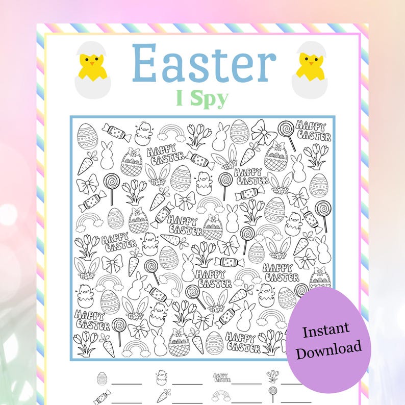Easter I Spy Game, Easter Activity for Kids, Easter Party Game, Easter ...