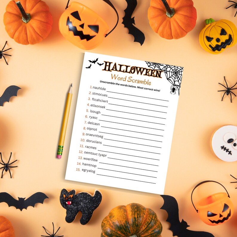 Halloween Word Scramble, Halloween Party Game, Halloween Printable ...