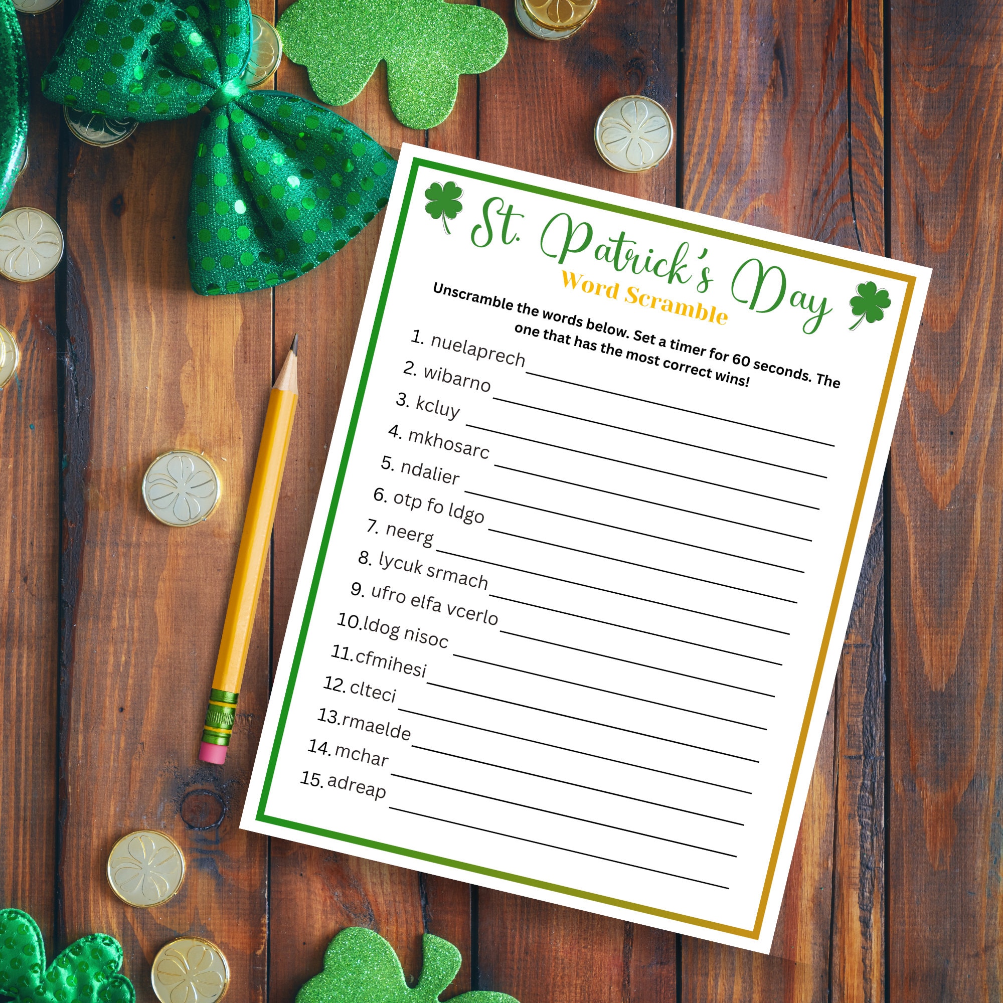 St Patrick's Day Word Scramble, St Patrick's Day Printable Games, St ...