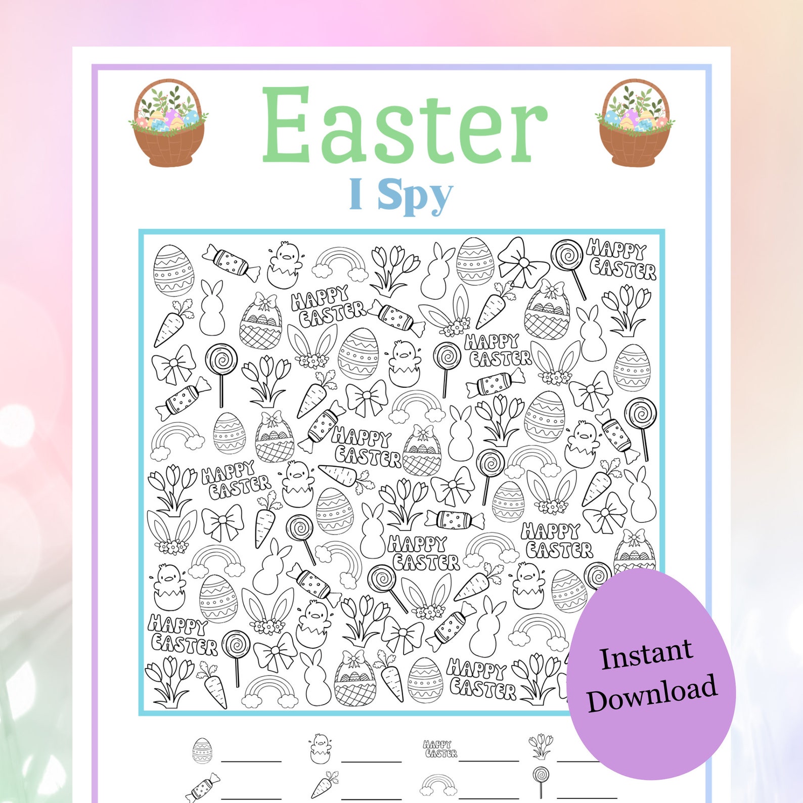 Easter I Spy Game, Easter Activity for Kids, Easter Party Game, Easter ...