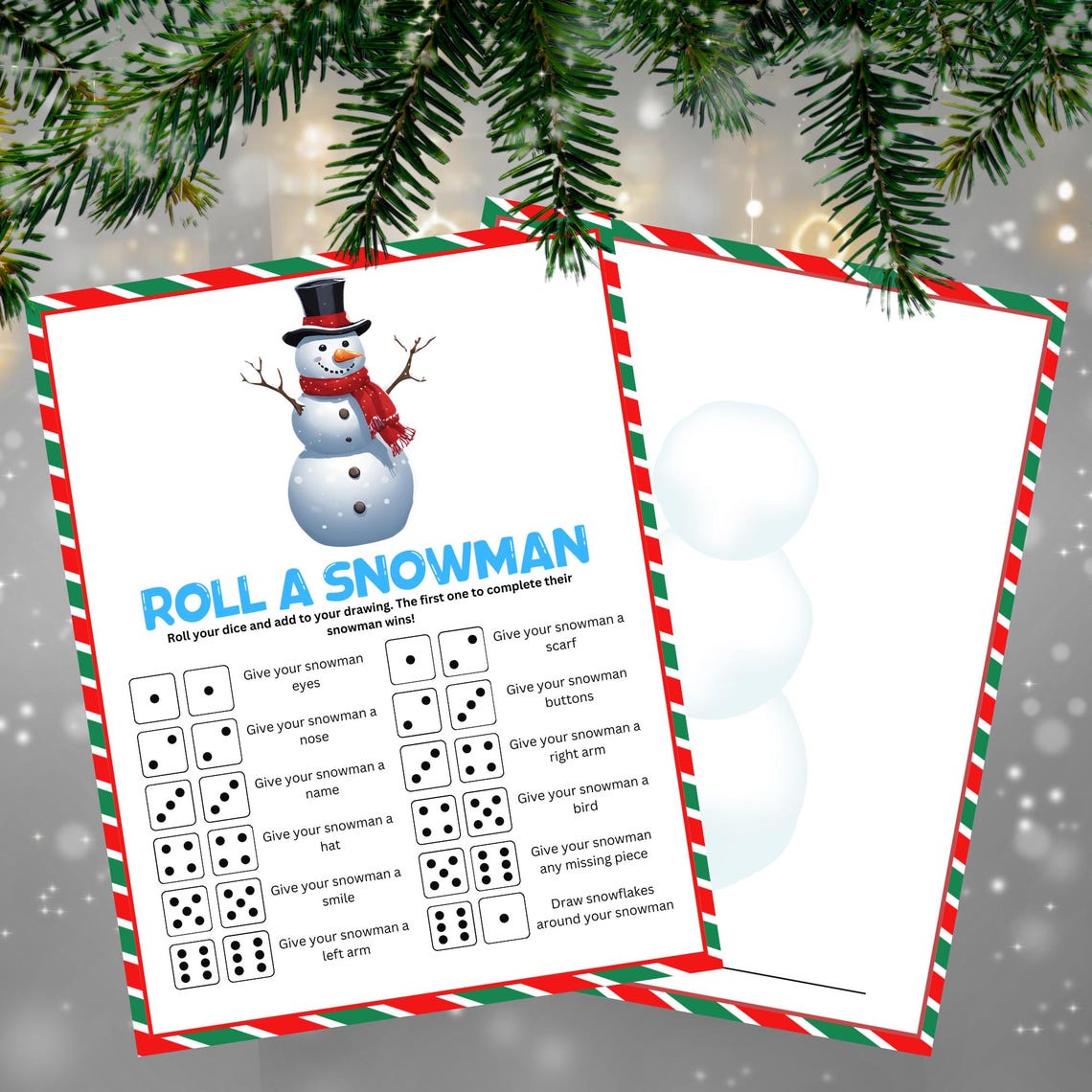 Roll a Snowman Dice Game, Printable Christmas Game, Holiday Classroom ...