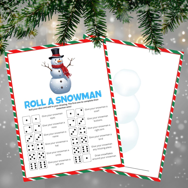 Roll a Snowman Dice Game, Printable Christmas Game, Holiday Classroom ...