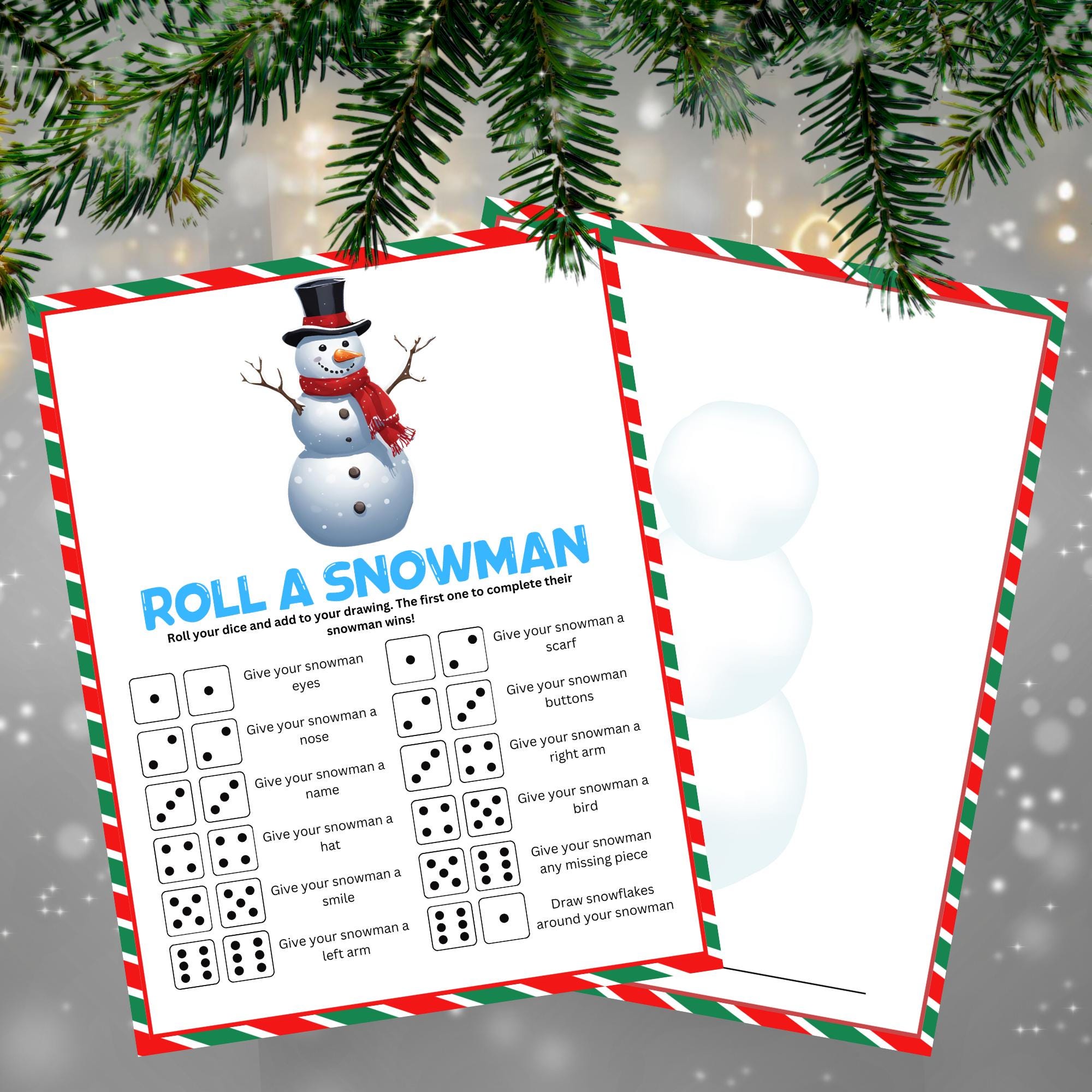 Roll a Snowman Dice Game, Printable Christmas Game, Holiday Classroom ...