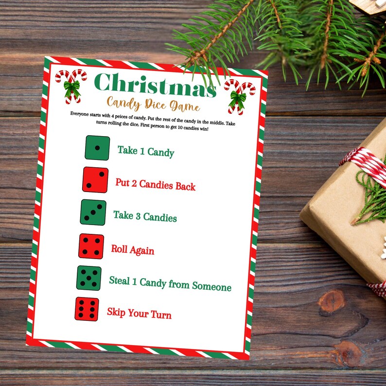 Christmas Candy Dice Game, Christmas Dice Game, Christmas Activity for ...