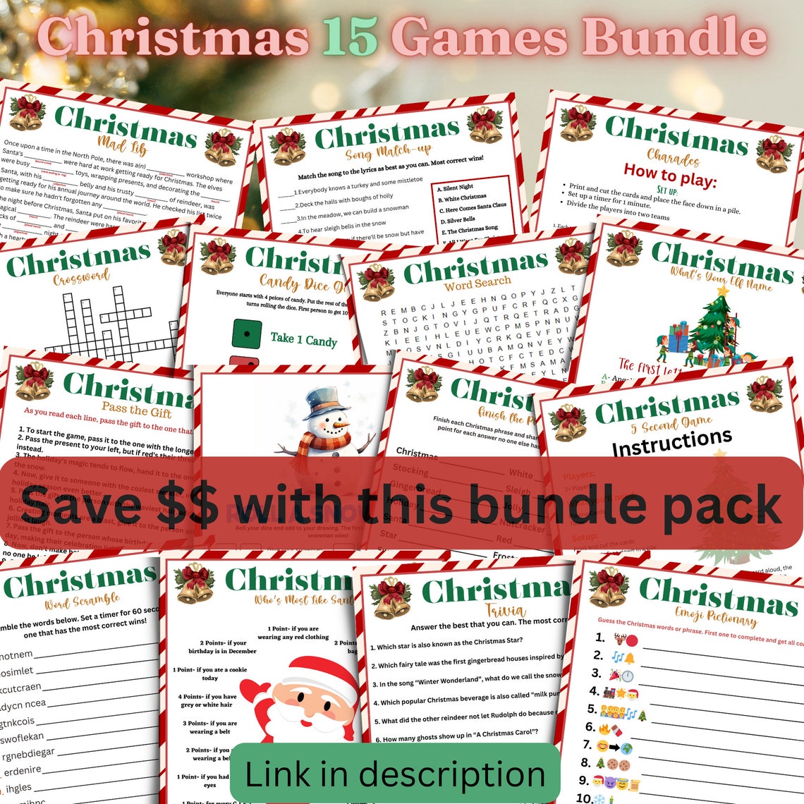 Christmas Song Match Game, Holiday Party Game, Christmas Party Game ...