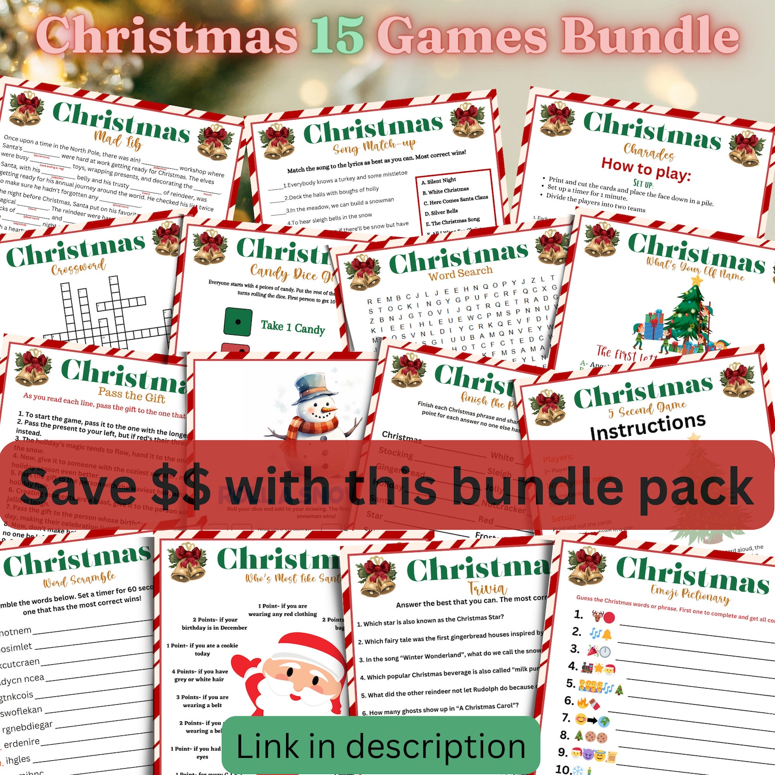 Christmas Song Match Game, Holiday Party Game, Christmas Party Game ...