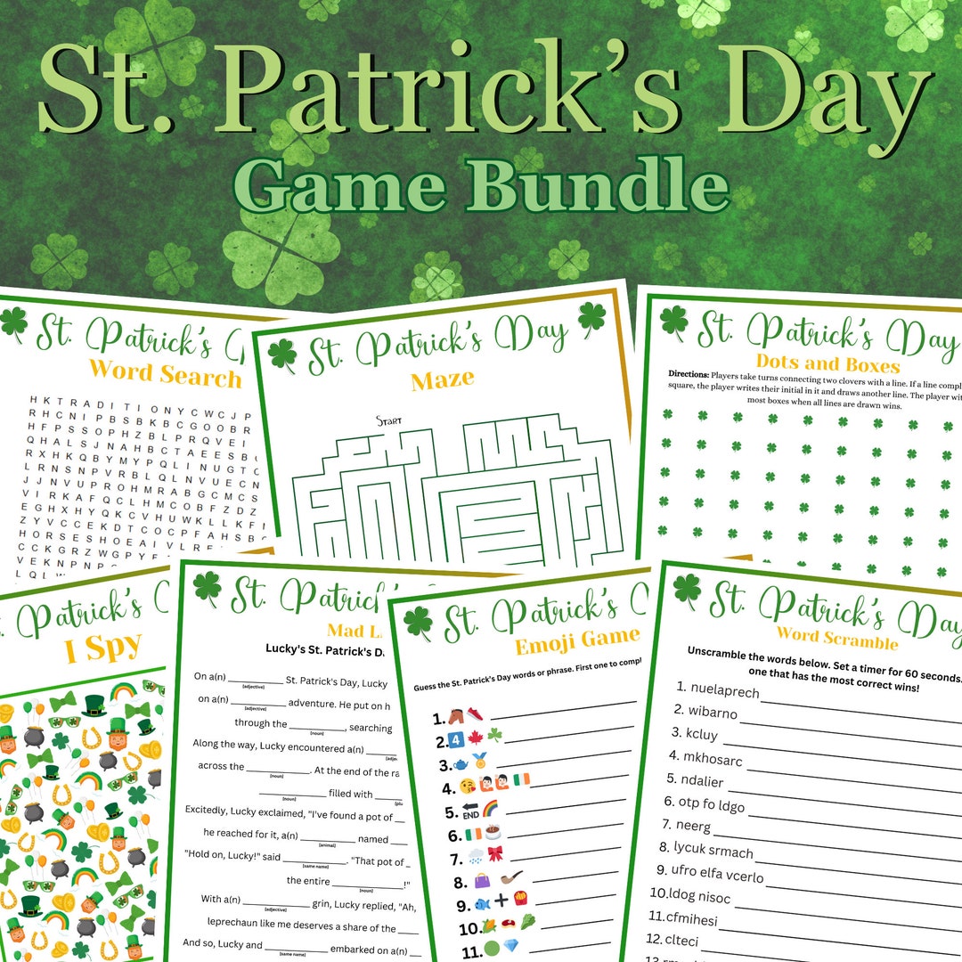 St Patrick's Day Game Bundle, St Patrick's Party Games and Activities ...