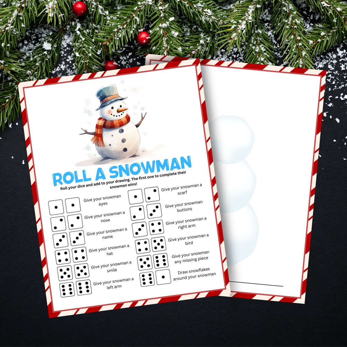 Roll a Snowman Game, Printable Christmas Game, Holiday Classroom Game ...