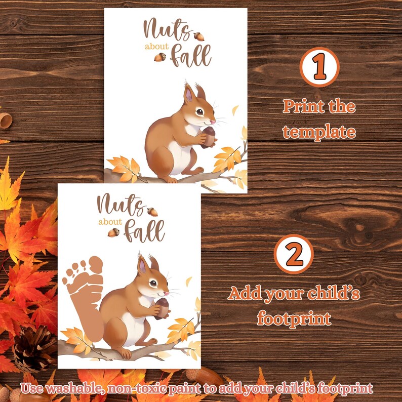 Fall Footprint Craft, Squirrel Footprint Craft Printable, Kids Fall ...