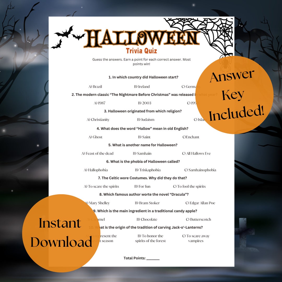 Halloween Trivia Quiz, Trivia Game, Halloween Trivia Questions ...