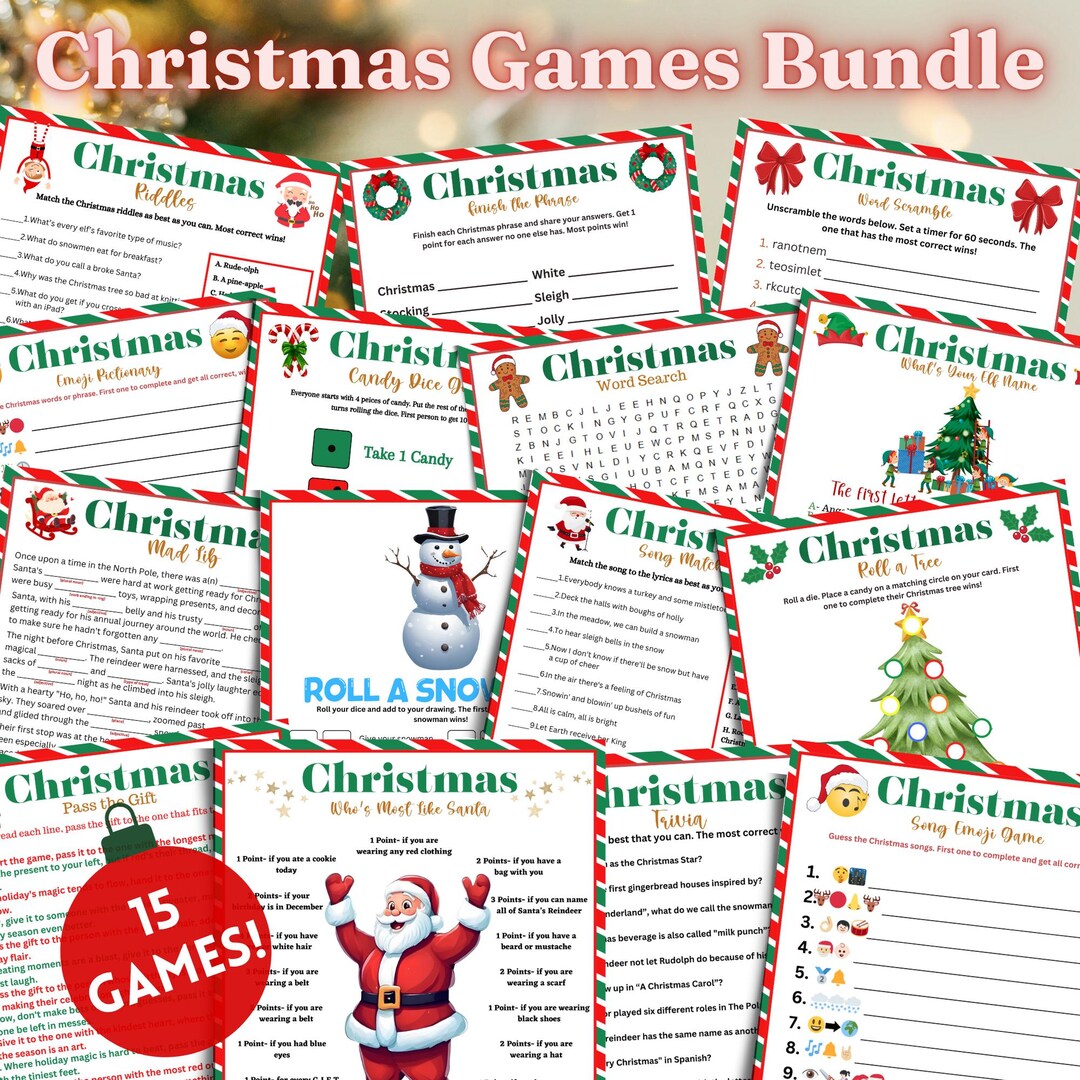 Holiday Game Bundle, Christmas Game Bundle, Christmas Party Games ...