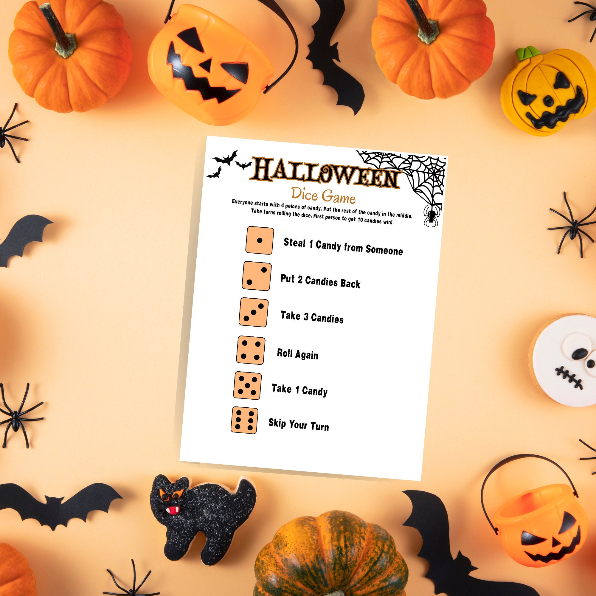 Halloween Candy Dice Game, Candy Dice Game, Halloween Games for Kids ...