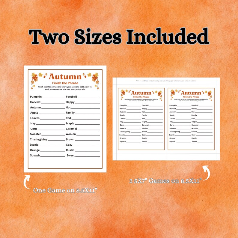 Autumn Finish the Phrase Game, Fall Word Game, Fun Fall Game, Fall ...