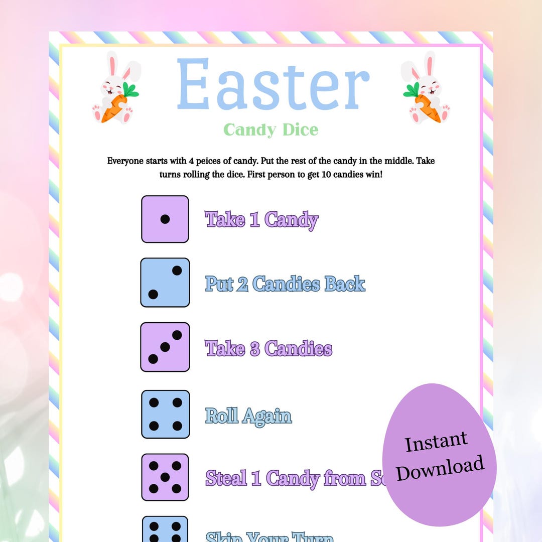 Easter Candy Dice Game, Easter Party Game, Kids Easter Activity ...