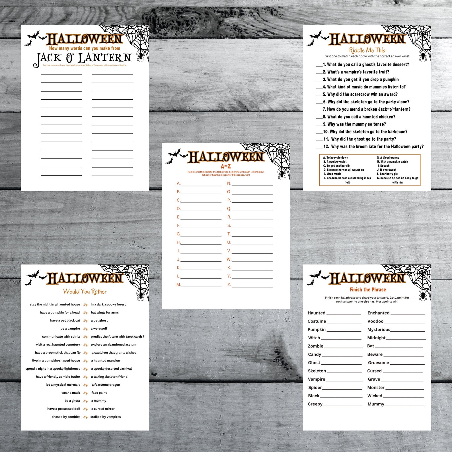 Halloween Game Bundle, Halloween Party Games, Office Party Games ...