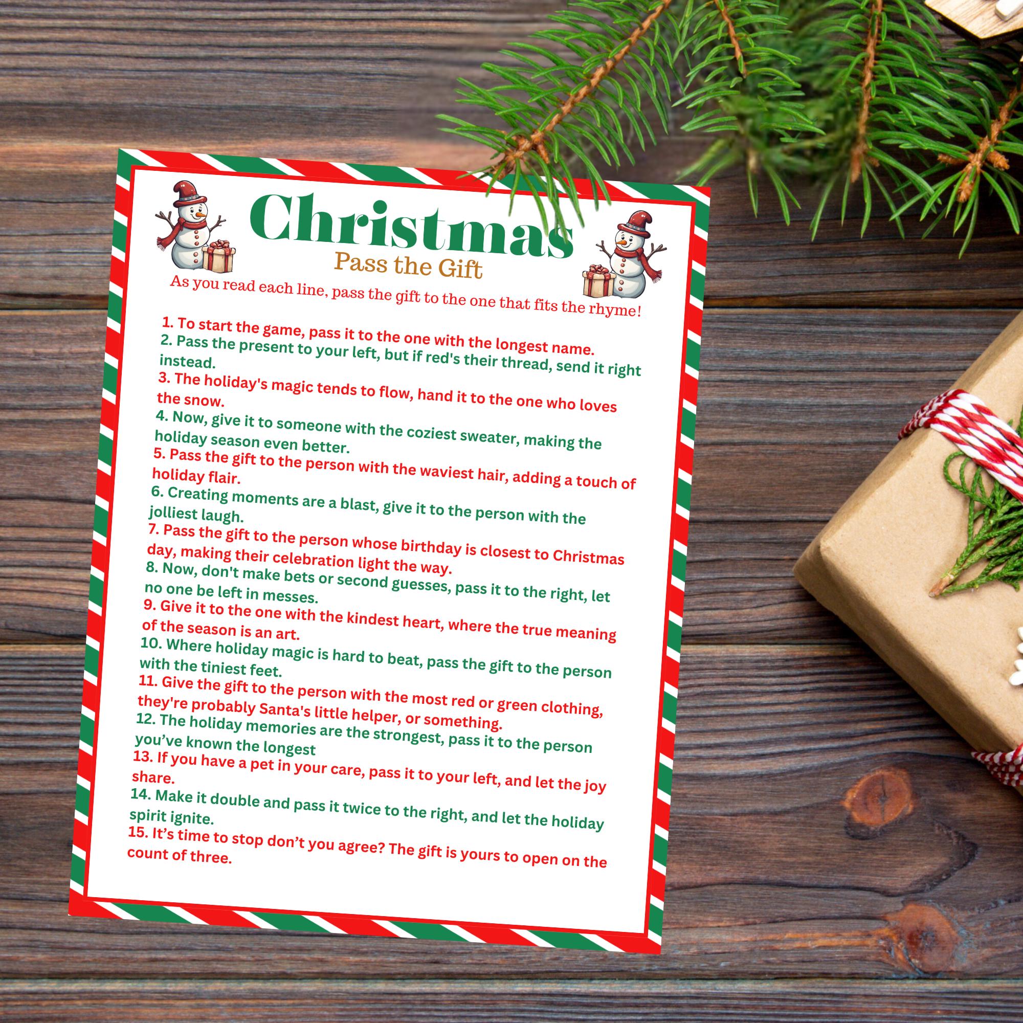 Christmas Pass the Gift Game, Pass the Present Game, Christmas Party ...